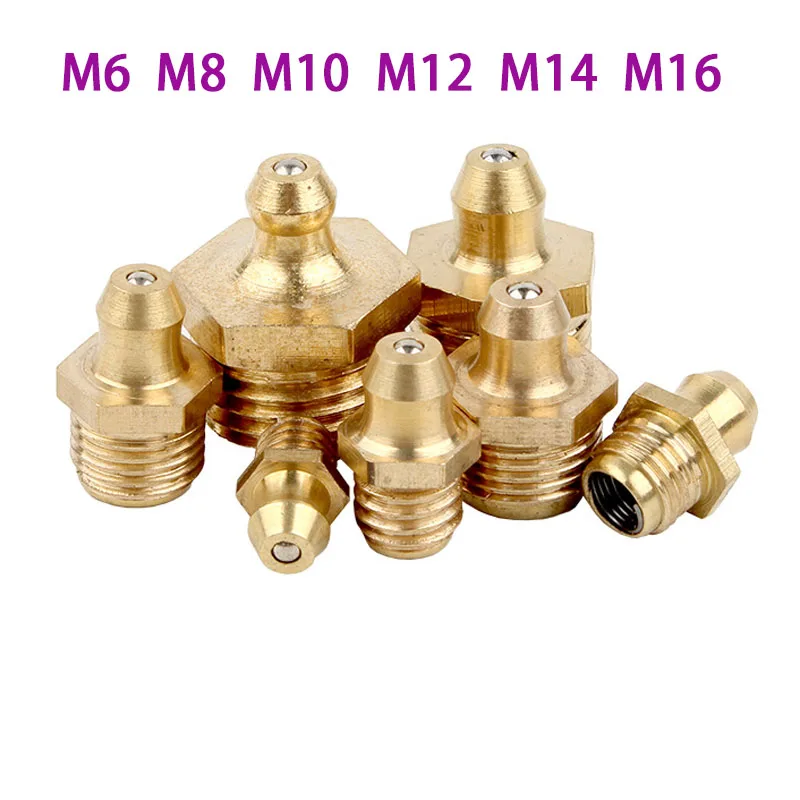 2PCS M6 M8 M10 M12 M14 M16 Brass Oil Gun Oil Nozzle Excavator ...