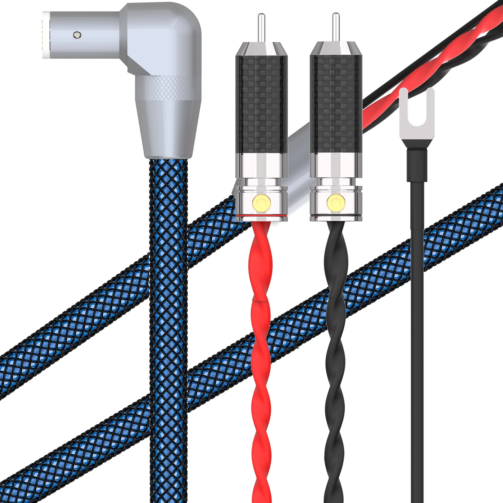 5N-OFC-silver-plated-90Degree-Tonearm-Cable-5-Pin-DIN-to-2RCA-Phono ...