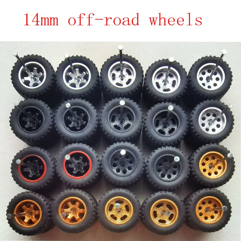 10sets(for 10 Cars) 1/64 Plastic 14mm Wheels Rubber Tires for 1:64 Off ...