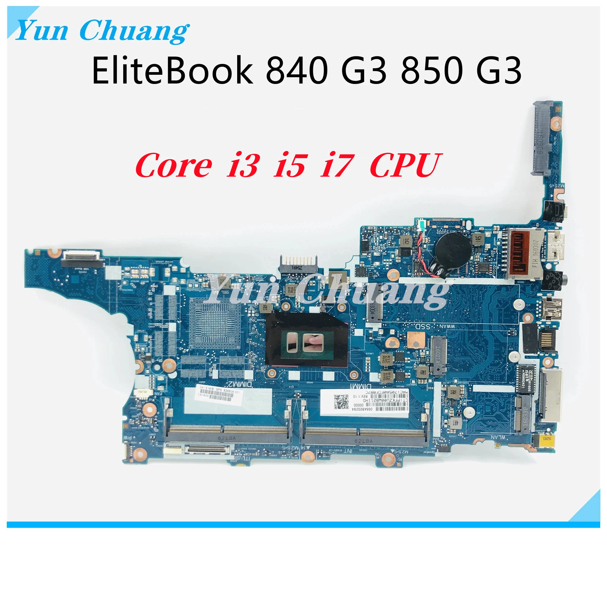 6050A2822301-MB-A01-For-HP-EliteBook-840-G3-850-G3-Laptop-Motherboard ...