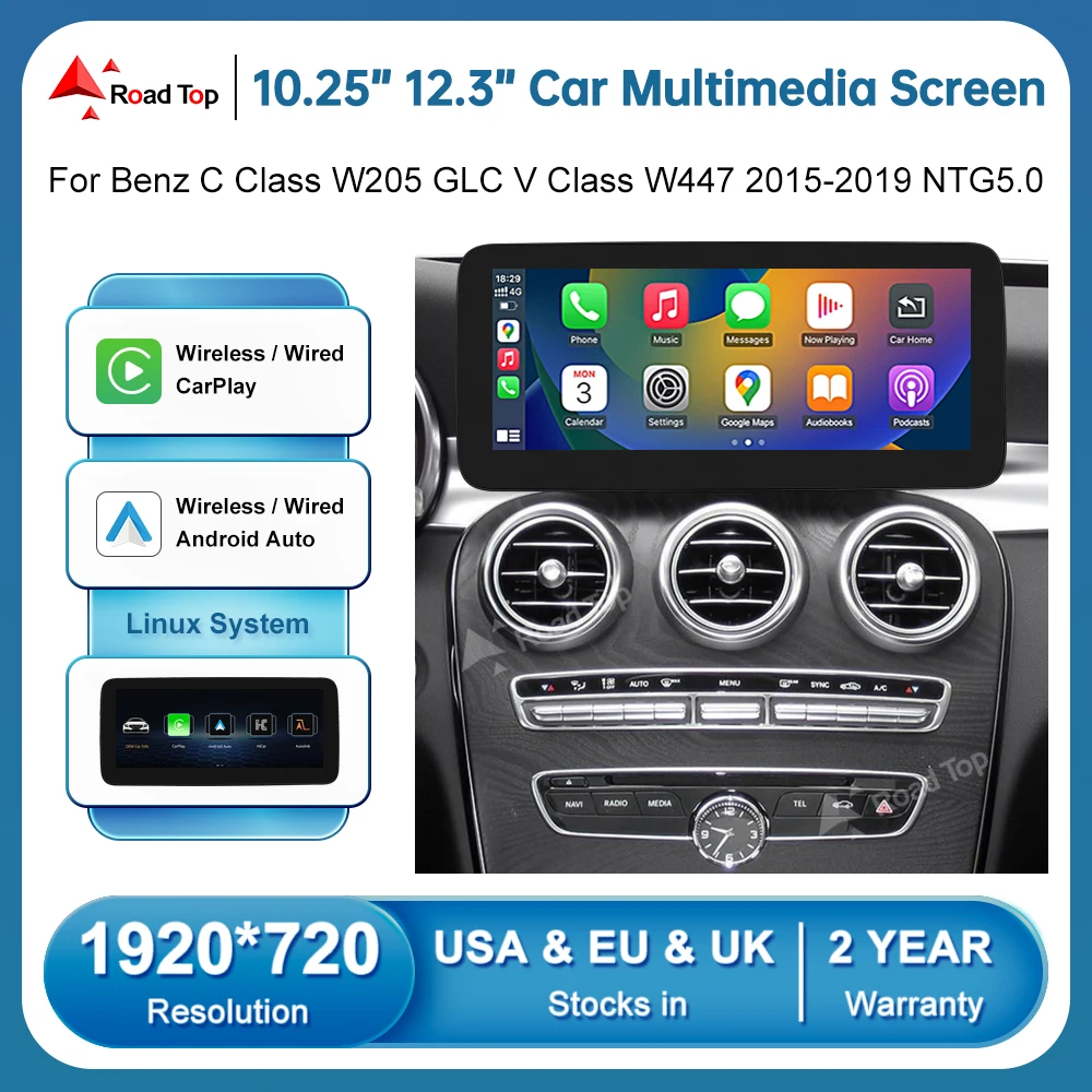 Wrieless-Apple-CarPlay-Android-Auto-Car-Multimedia-Screen-for-Mercedes ...