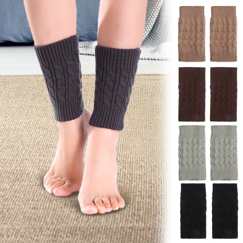 Knitted-Leg-Warmer-For-Women-Autumn-Winter-Twist-Wool-Short-Leg-Warmers ...