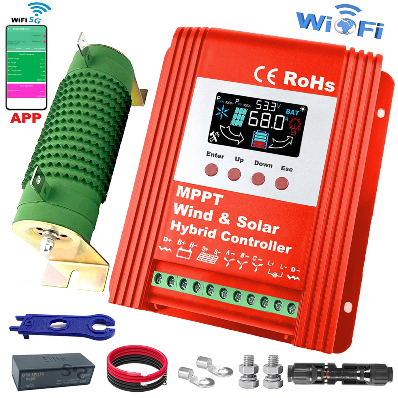 6000W 12V 24V 48V MPPT Hybrid Solar Controller Wind Turbine Battery ...