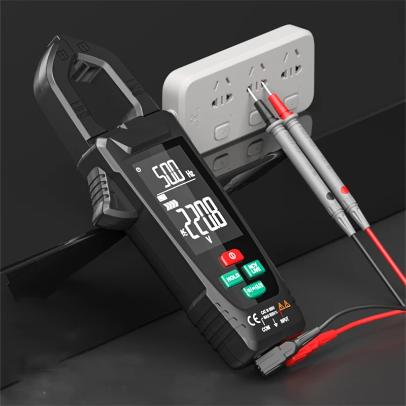 FY382 Digital Clamp Meter Pliers Ammeter Voltage Current Clamp True RMS ...