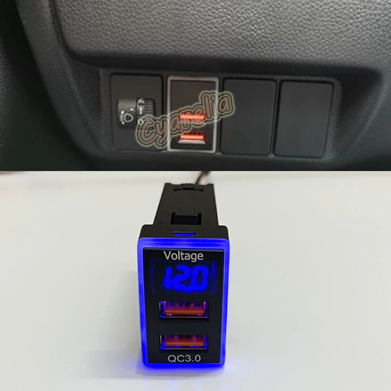 Car-Charger-QC3-0-Dual-USB-Fuse-Box-Interface-Adapter-with-Voltage ...
