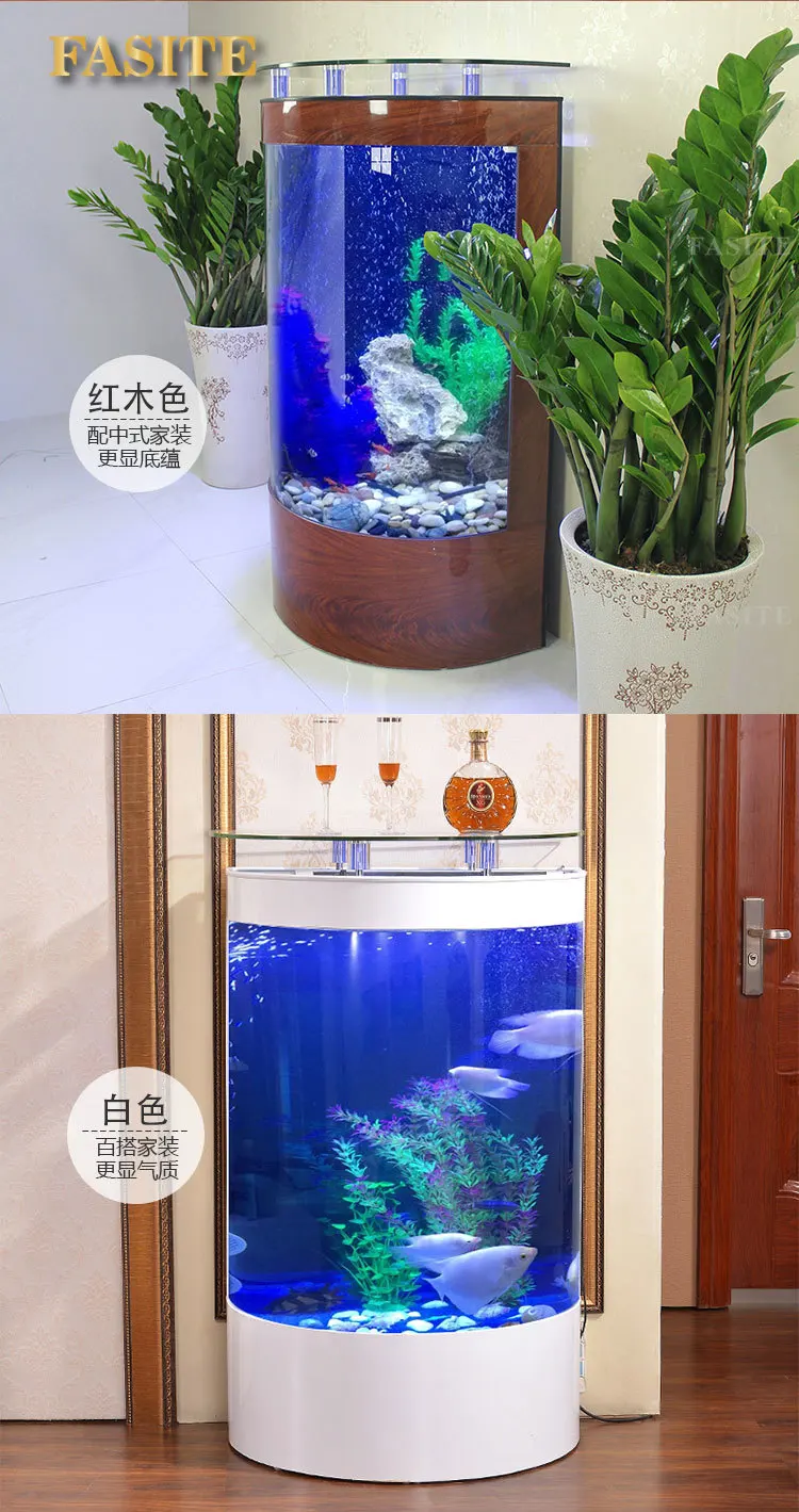 Customized glass fish tank living room medium and large floor to ...