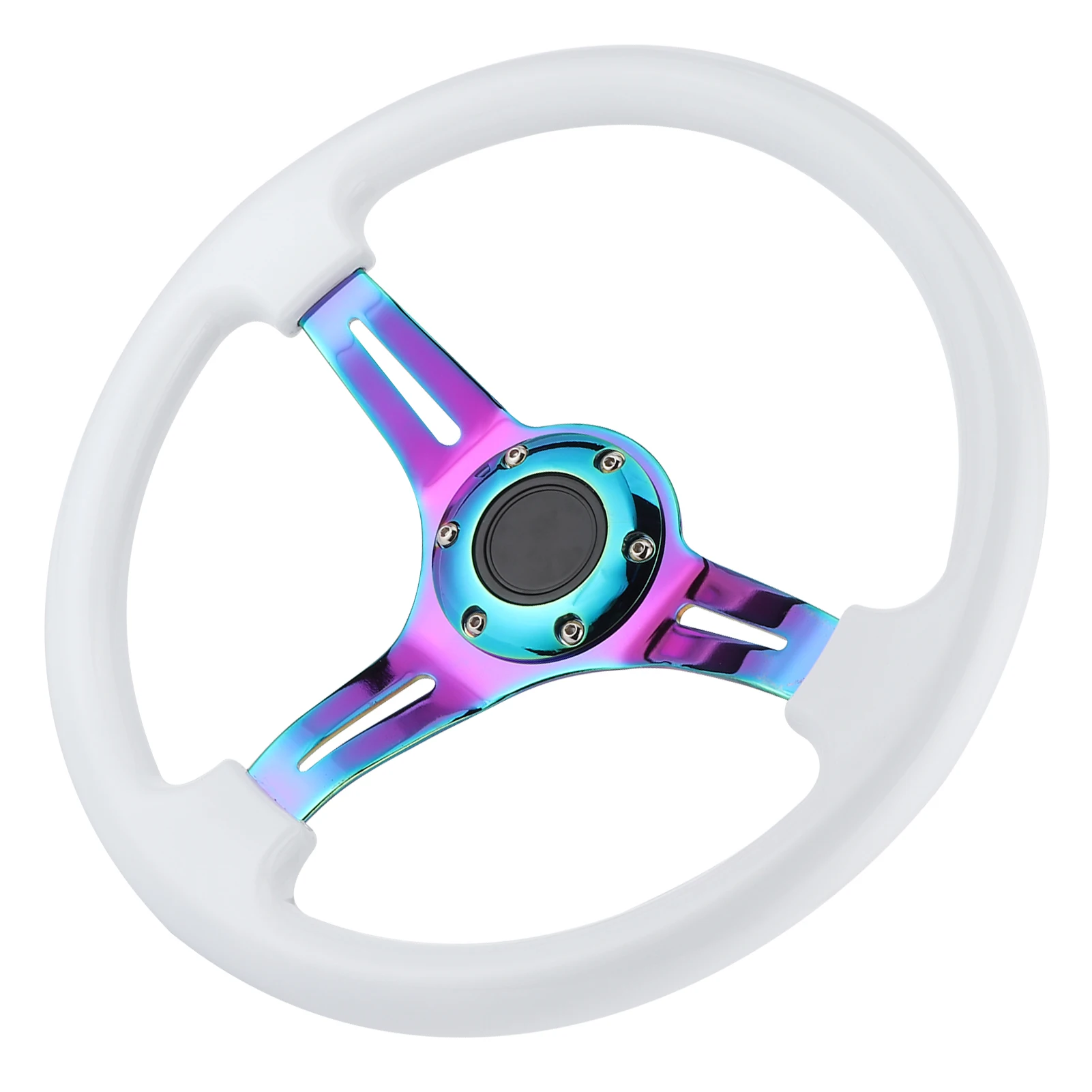 14in 6‑Hole Racing Steering Wheel Colorful Spoke ABS Drifting Wheel ...