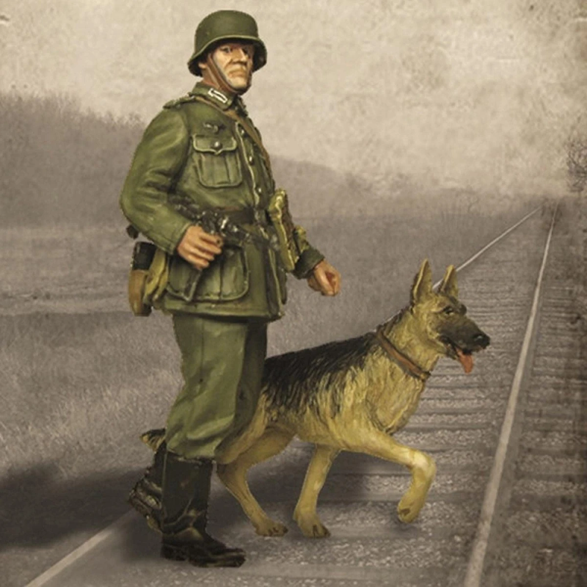 1-35-German-Guard-with-Dog-Figure-Resin-Figure-Unpainted-model-Kit ...
