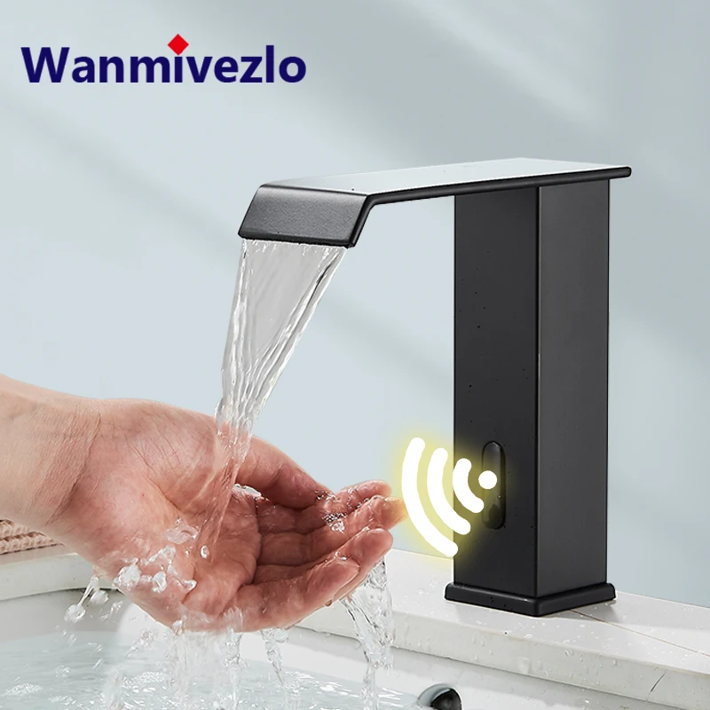 Smart-Sensor-Bathroom-Basin-Faucet-Intelligent-Black-Automatic-Sense ...
