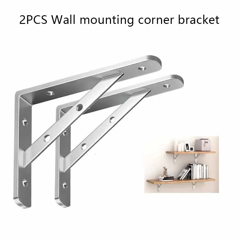 2PCS Stainless Steel Triangle Brackets Wall Shelf Bracket Heavy Support ...