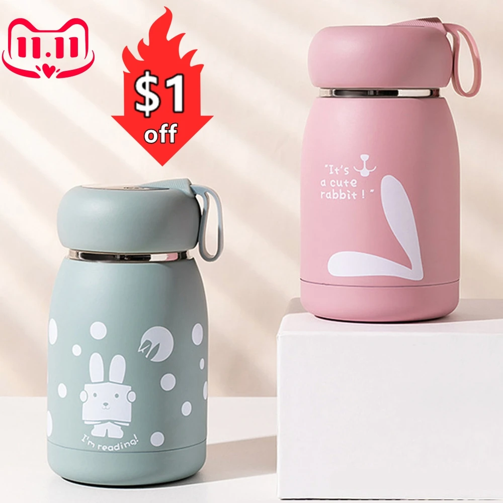 Cute Thermos Bottle Travel Portable Thermal Mug Stainless Steel ...