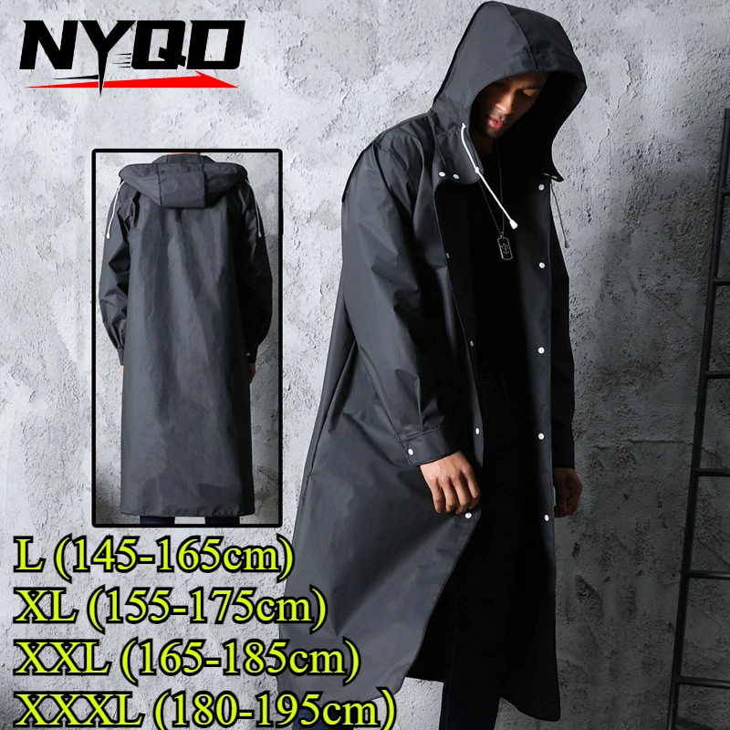 Waterproof Rain Coat Biker Raincoat Black Poncho Men's Resistant ...