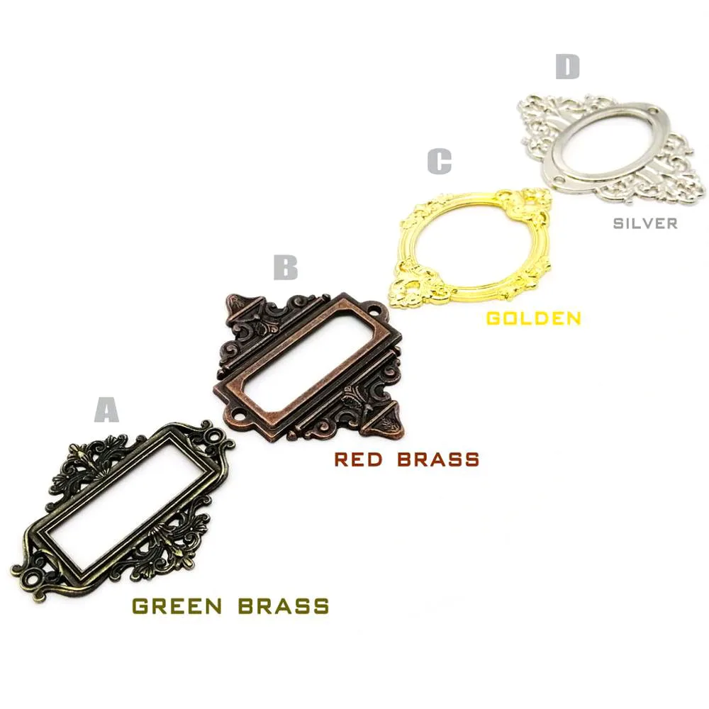 6pcs-Retro-Antique-Carved-Decorative-Metal-Label-Pull-Frame-Handle-File ...