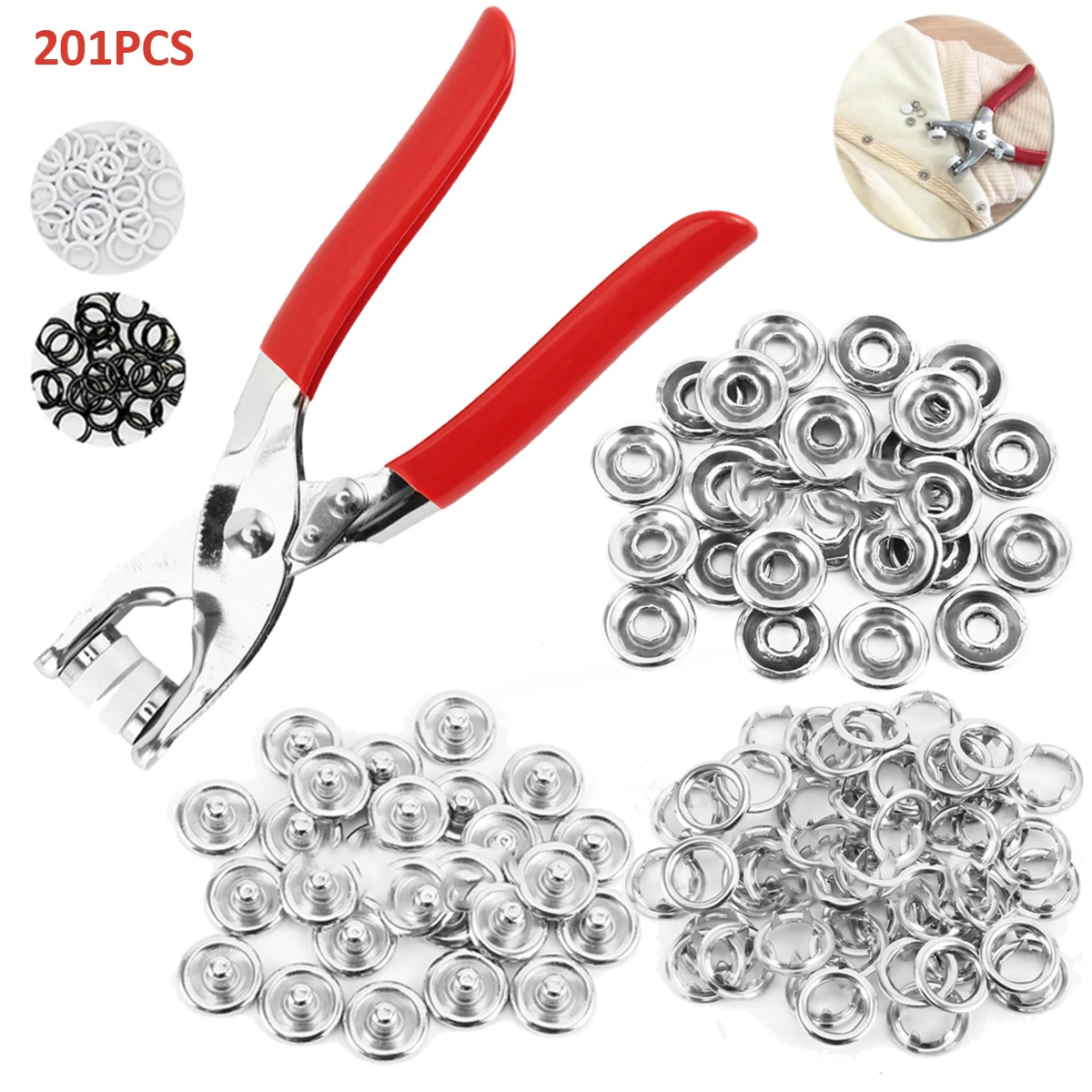 200Pcs-Thickened-Snap-Fasteners-Kit-Metal-Copper-Five-Claw-Buckle-Set ...