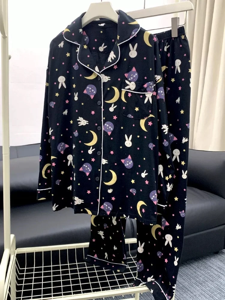 Anime Sailor Moon Female Long Sleeved Cotton Pajamas Comfortable Pajama ...