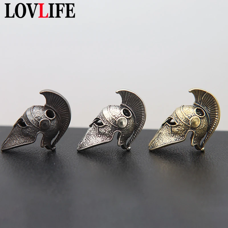 Black-Ancient-Greece-Spartan-Warrior-Scar-Helmet-Brass-Knife-Beads-EDC ...