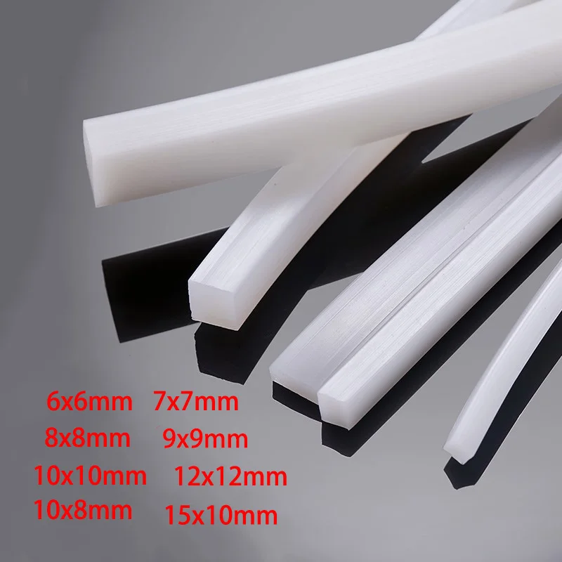 1meter Square Silicone Sealing Strip Rectangle White Silicon Cord Solid Rubber Strip Anti aging ...