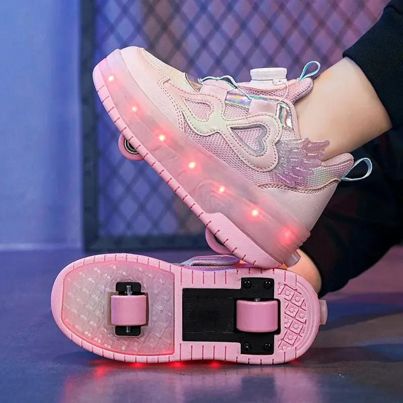 Girls-Glowing-Roller-Skating-Shoes-Children-Sport-Shoes-Rotatable ...