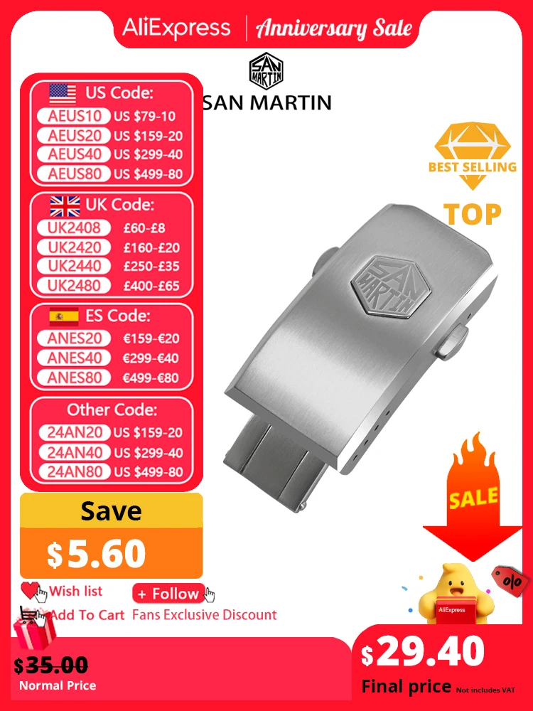 San-Martin-Watch-Parts-Bracelet-Clasp-2-4-Micro-Adjustment-Hole ...