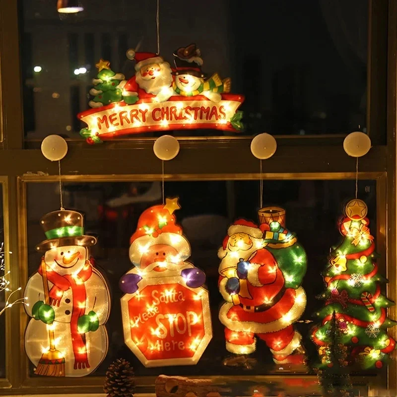 LED-Fairy-Xmas-Window-Lamp-Christmas-Tree-Santa-Claus-Snowman-Hanging ...