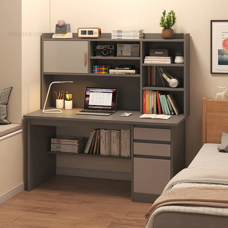 Modern-Wooden-Computer-Desks-Student-Study-Home-Desk-Bookshelf ...