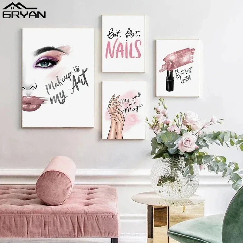 Girl Makeup Poster Eyebrow Eyelashes Nail Lipstick Manicure Beauty ...