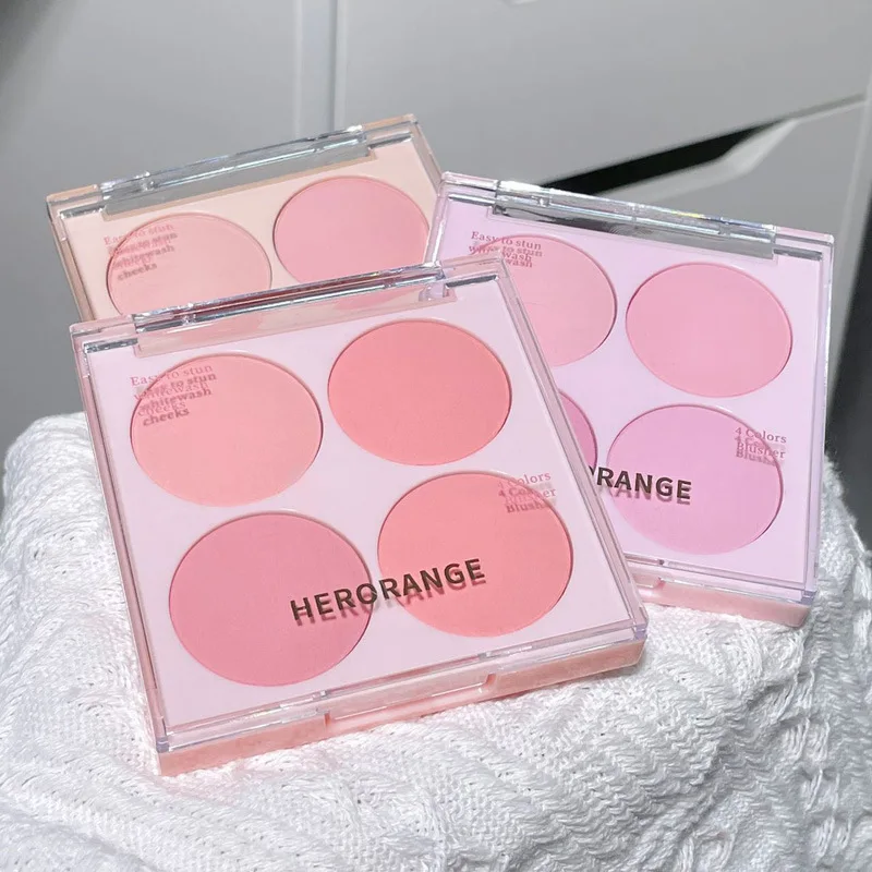 4 Colors Matte Blusher Powder Velvet Peach Pink Blush Palette Natural ...
