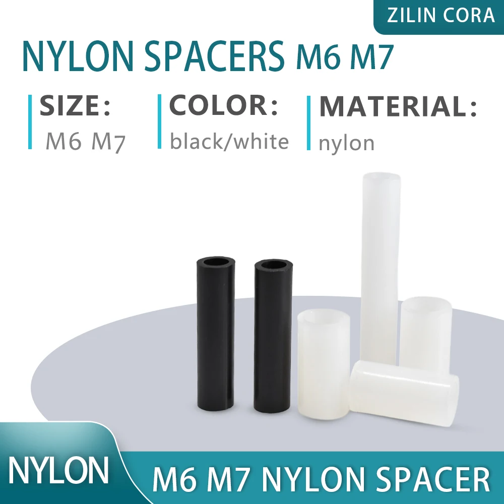 M6-M7-Nylon-Spacer-Non-Threaded-Round-Standoff-PCB-Board-Spacers-Black ...