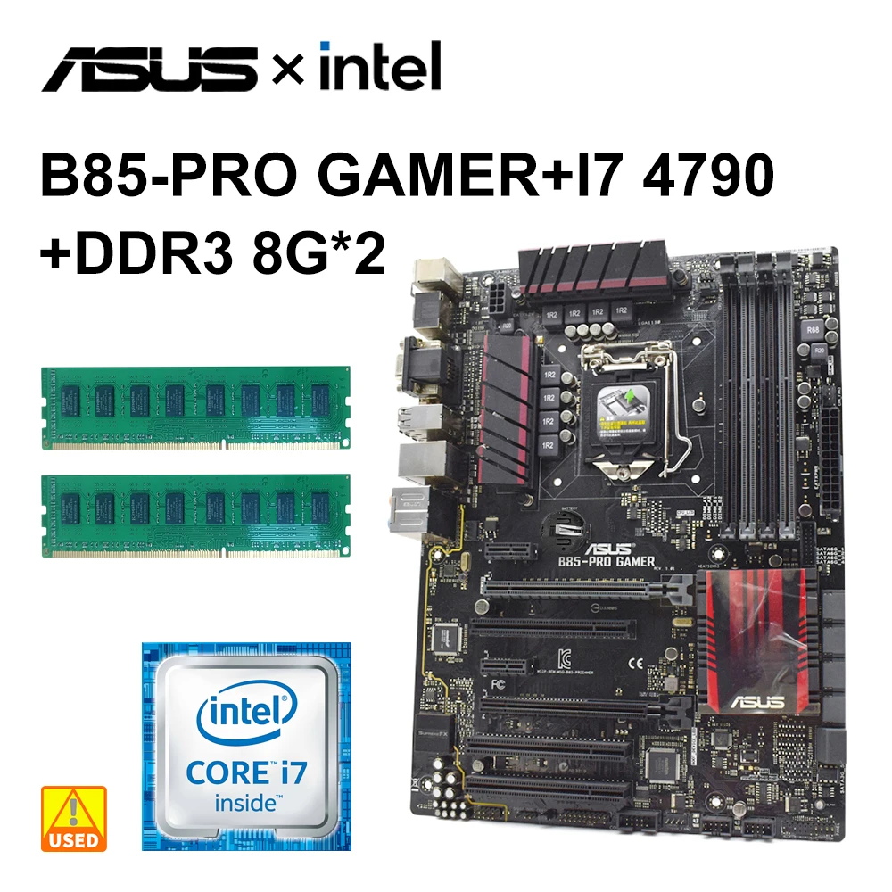 ASUS B85 PRO 게이머 마더보드 키트, B85 마더보드 세트, i7 4790 cpu + DDR3 8gx2 1150 ...