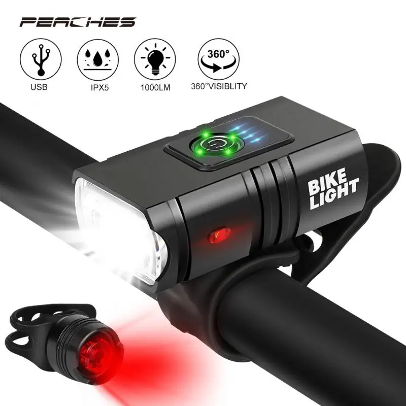 Bicycle-Light-USB-LED-Rechargeable-Set-Mountain-Cycle-Front-Back ...