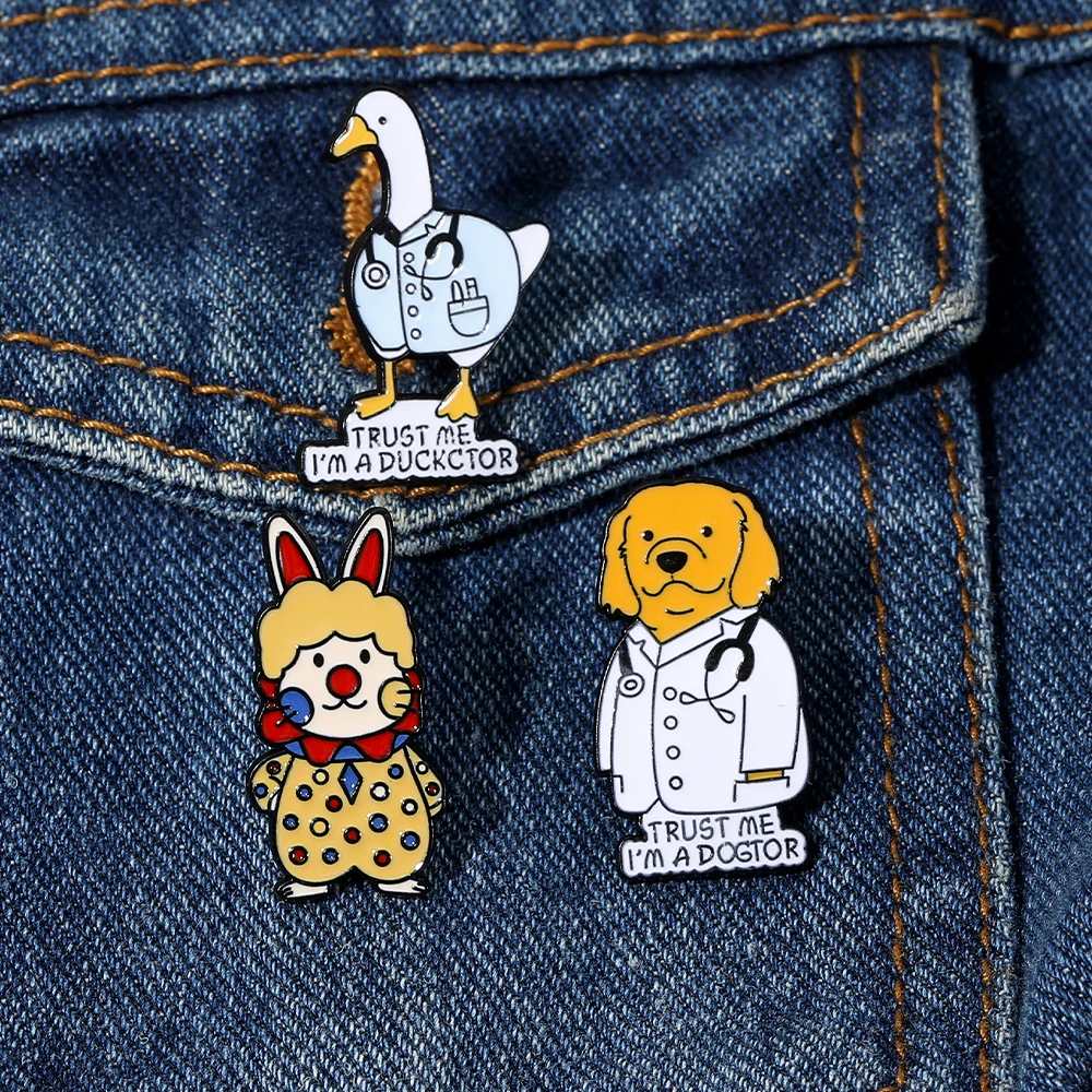 Creative-Doctor-Duck-Dog-Duckctor-Dogtor-Brooches-Cute-Rabbit-Joker ...