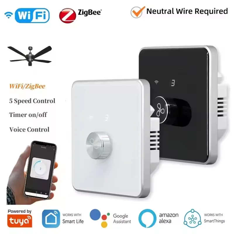 Tuya WiFi Zigbee Knob Smart Fan Switch: The Ultimate 5-Speed Control ...