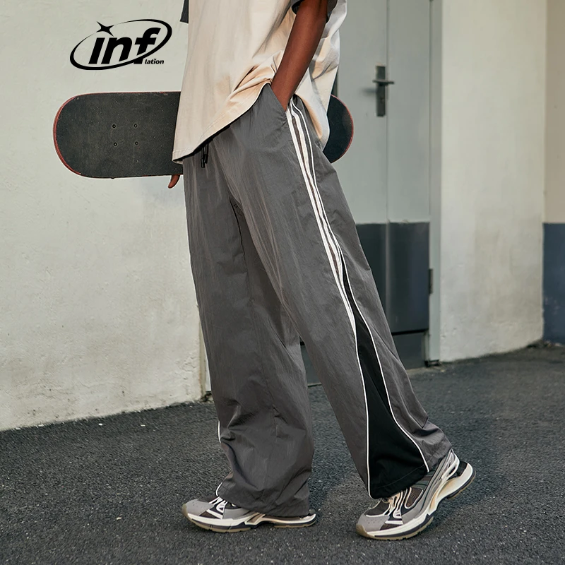 INFLATION-Colorblock-Wide-Leg-Pants-Men-Loose-Fit-Track-Pants-Male-Side ...