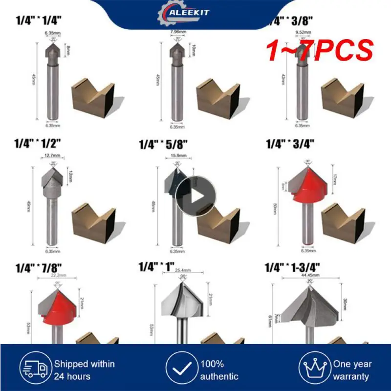 1-7PCS-Tideway-90-Degrees-V-type-Woodworking-Milling-Cutter-Carbide-CNC ...