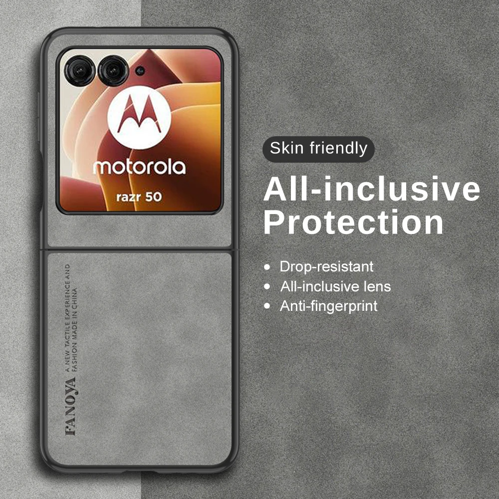 Leather-Folding-Case-for-Motorola-Razr-50-Ultra-Luxury-Frosted-Ultra ...