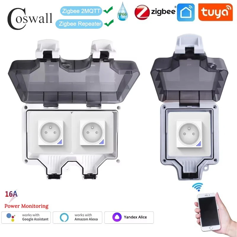 Coswall-IP66-Waterproof-French-Standard-Socket-Tuya-WIFI-Zigbee-Timer ...