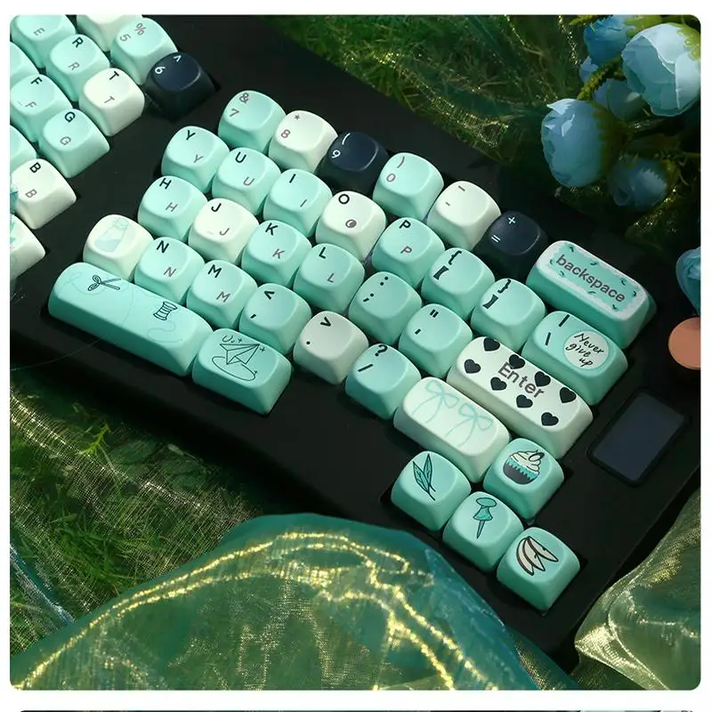 Summer Illusion Fresh Mint Green Theme Keycaps MOA Height PBT ...