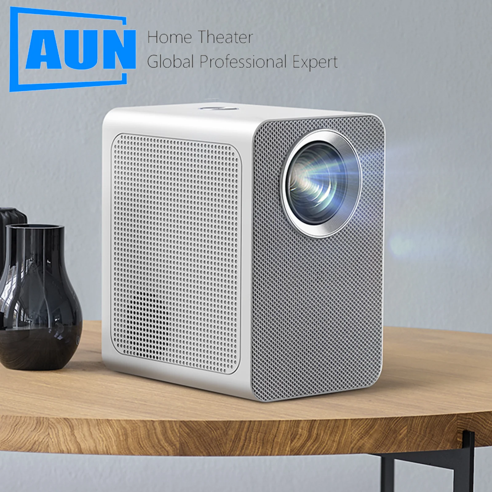 AUN 미니 프로젝터, 안드로이드 9.0, 풀 HD, 1080P 홈 시어터 시네마 프로젝터, LED 휴대용 4K 비디오 비머 ...
