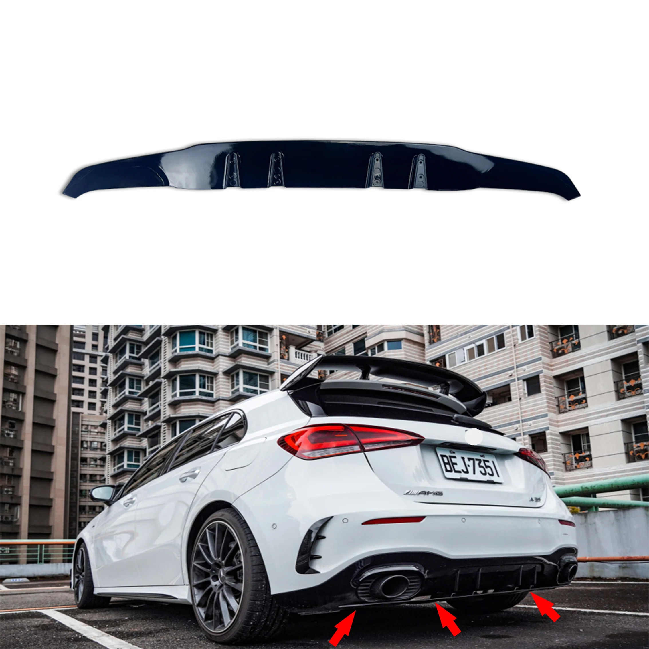 Glossy Black Car Styling Rear Bumper Lip Diffuser Spoiler Splitter For ...