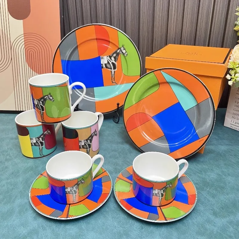 Colorful-Horse-Tea-Cup-Set-for-Coffee-Mug-Porcelain-Coffee-Cups-and ...