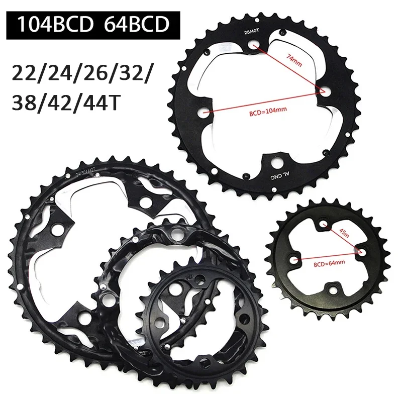 BUCKLOS-Triple-Chainrings-22T-24T-32T-42T-44T-Bike-Chainring-104bcd-MTB ...