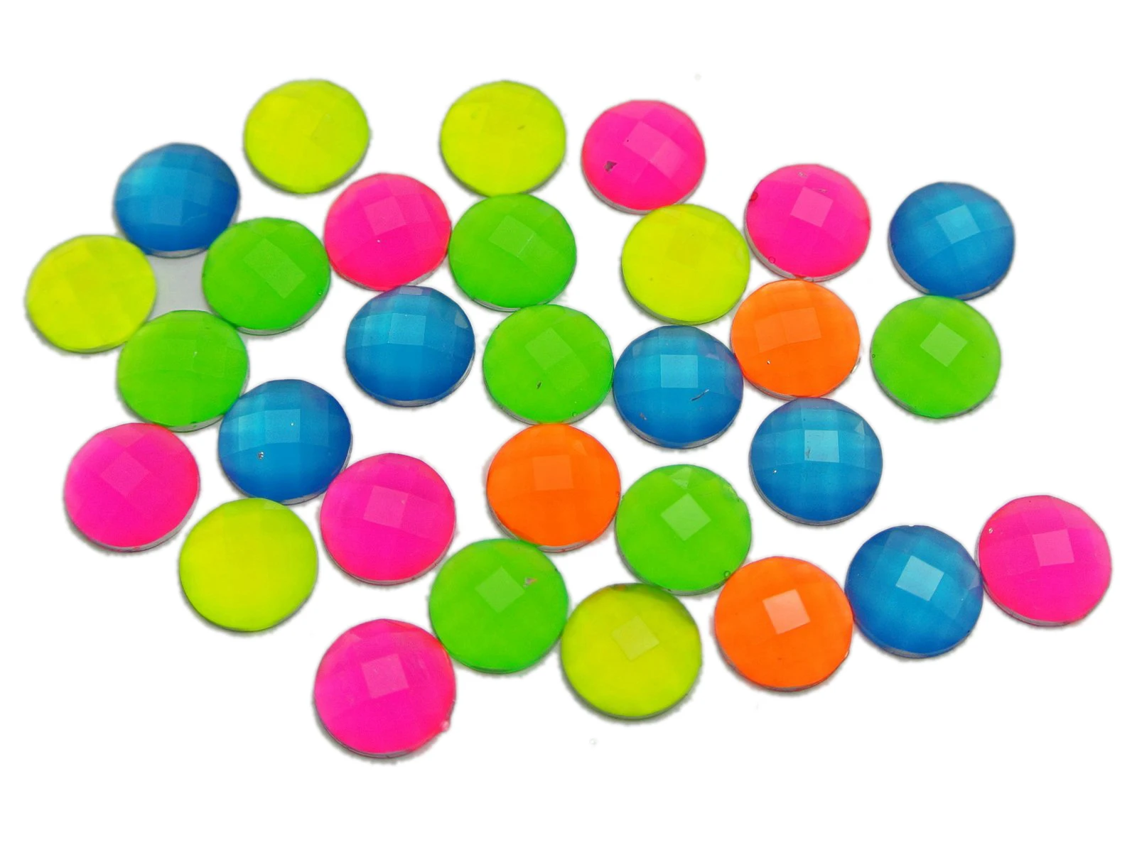 200 Mixed Neon Color Flatback Acrylic Round Rhinestone Gems 8mm No Hole ...