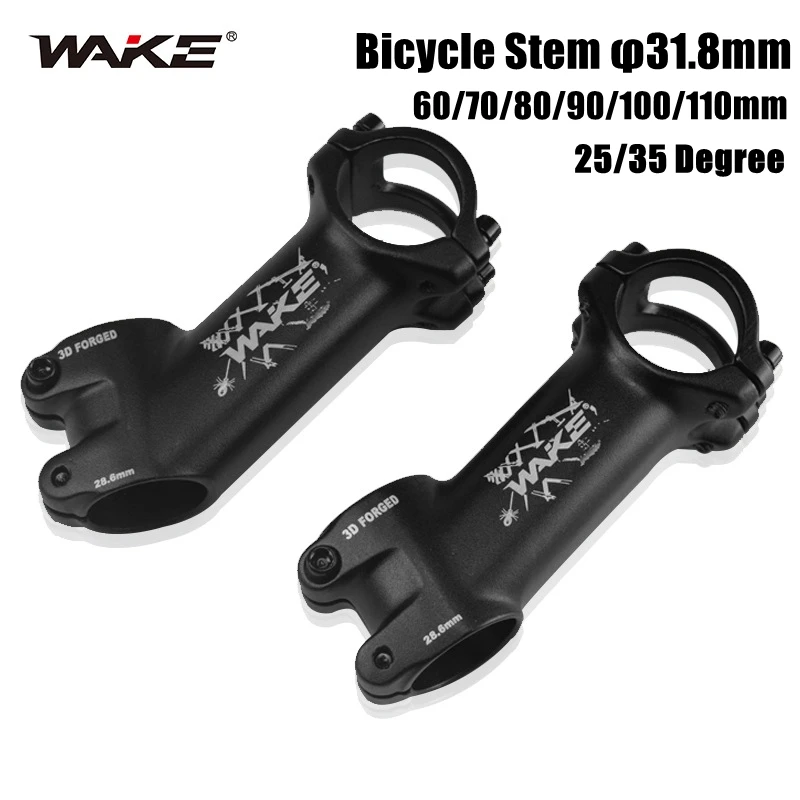 WAKE Ultralight Bike Stem 25 35 Degree MTB Power 31.8mm 60/70/80/90/100 ...