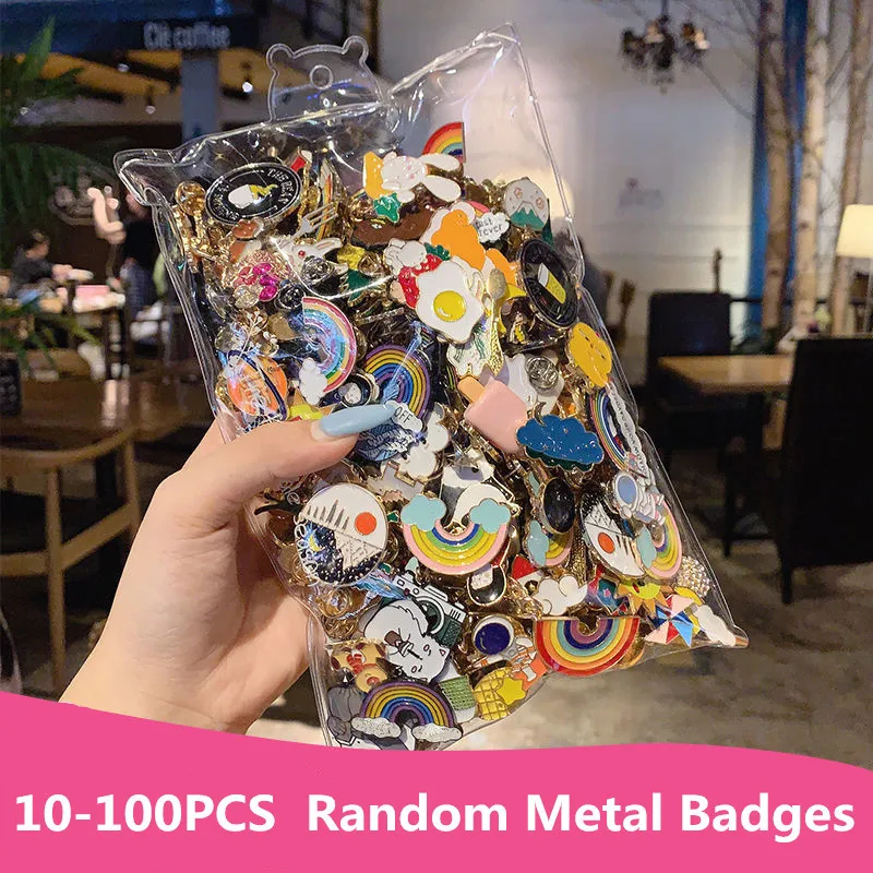 10-100PCS-Enamel-Badges-Diversity-Random-Icons-Plants-Animal-Badges ...