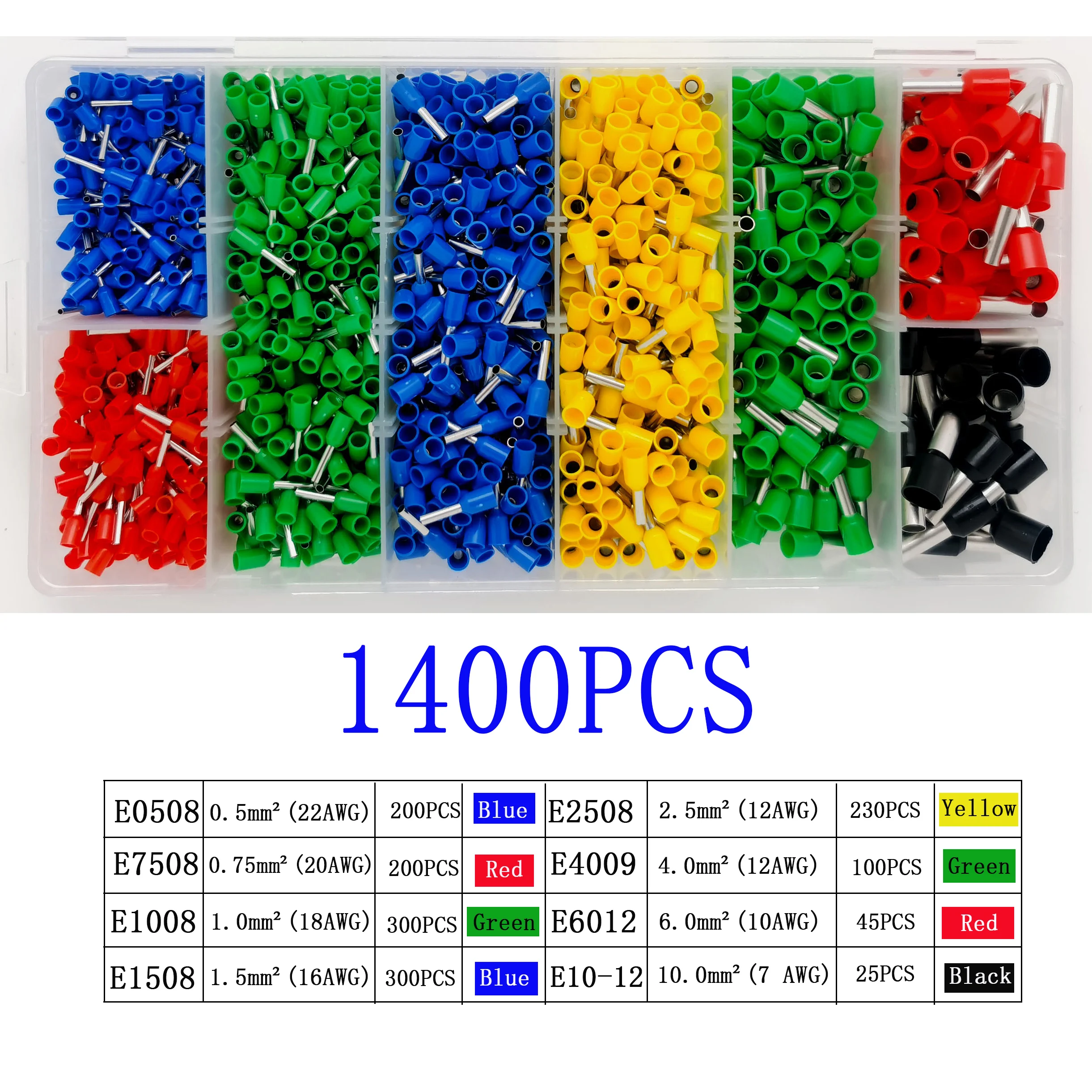 1400pcs-Boxed-Ve-Tubular-Crimp-Terminal-Electrical-Wire-Insulated-Cold ...