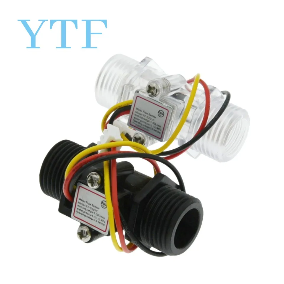 Transparent-Black-Flow-Meter-YF-201C-Water-Flow-Sensor-Turbine-Flow ...