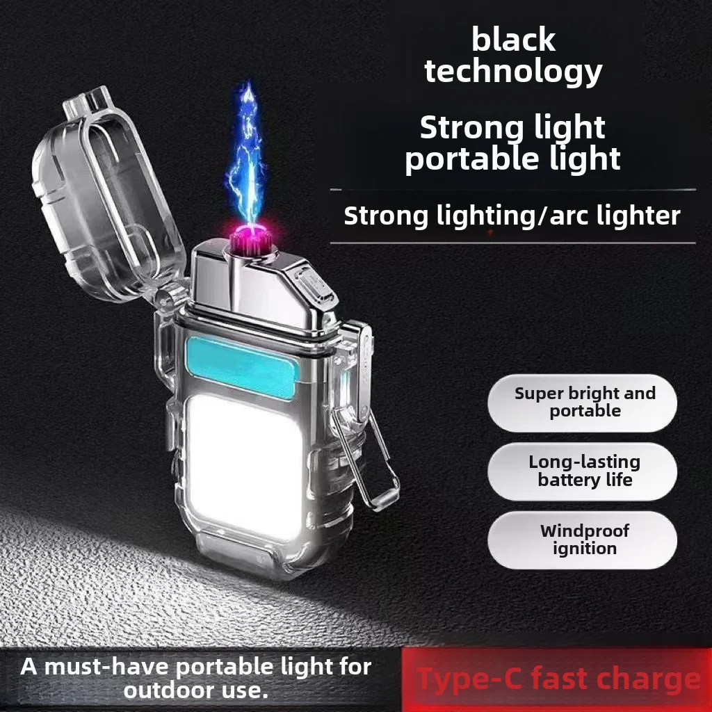 Multi-functional-Keychain-Light-Electric-Arc-Lighter-Portable-Torch-Strong-Light-Flashlight ...
