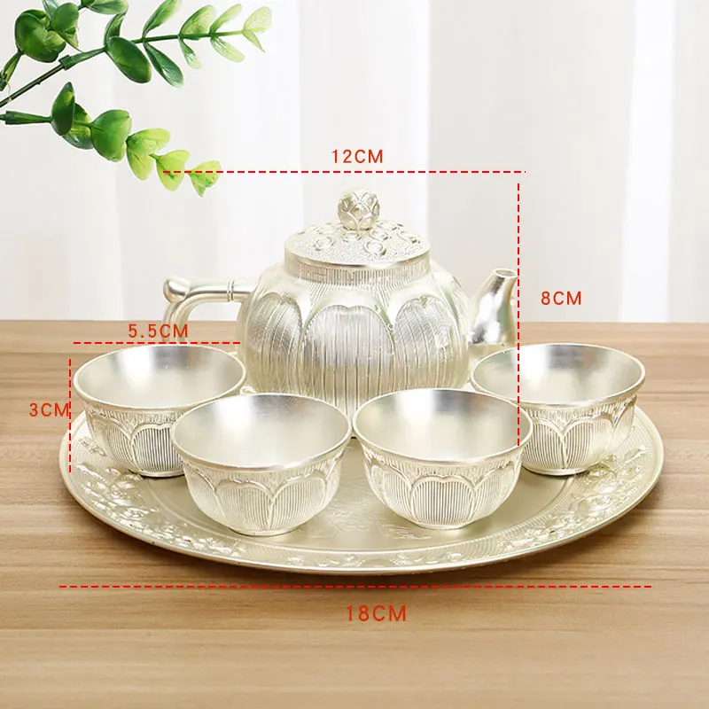 6-pieces-Set-High-grade-Luxury-Silver-Tea-Pot-Set-Home-Office-Metal ...