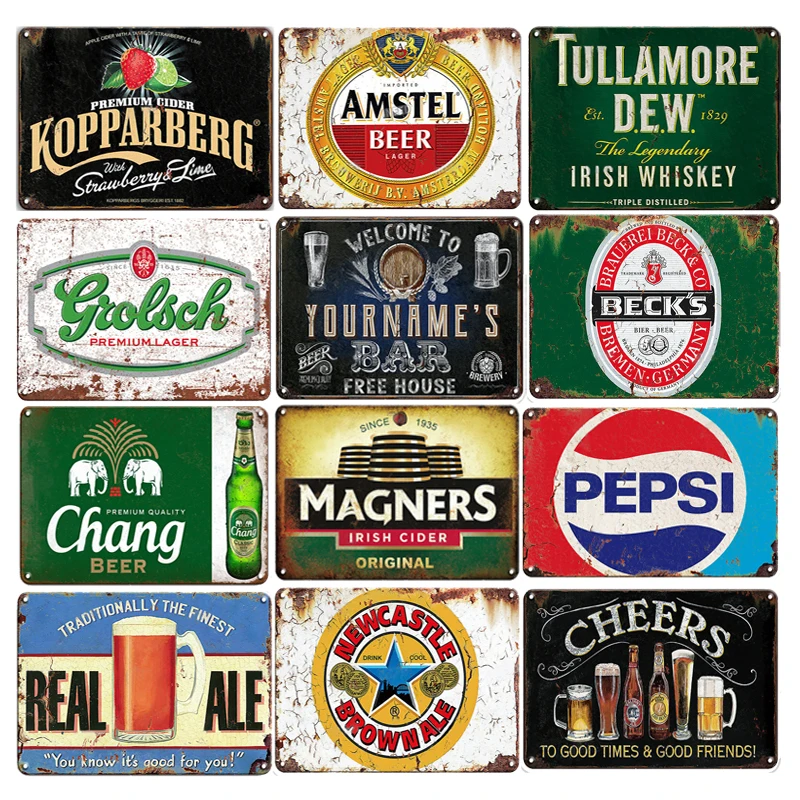 Beer-Tin-Sign-Classic-Shabby-Decorative-Plaques-Beer-Wine-Poster-Art ...