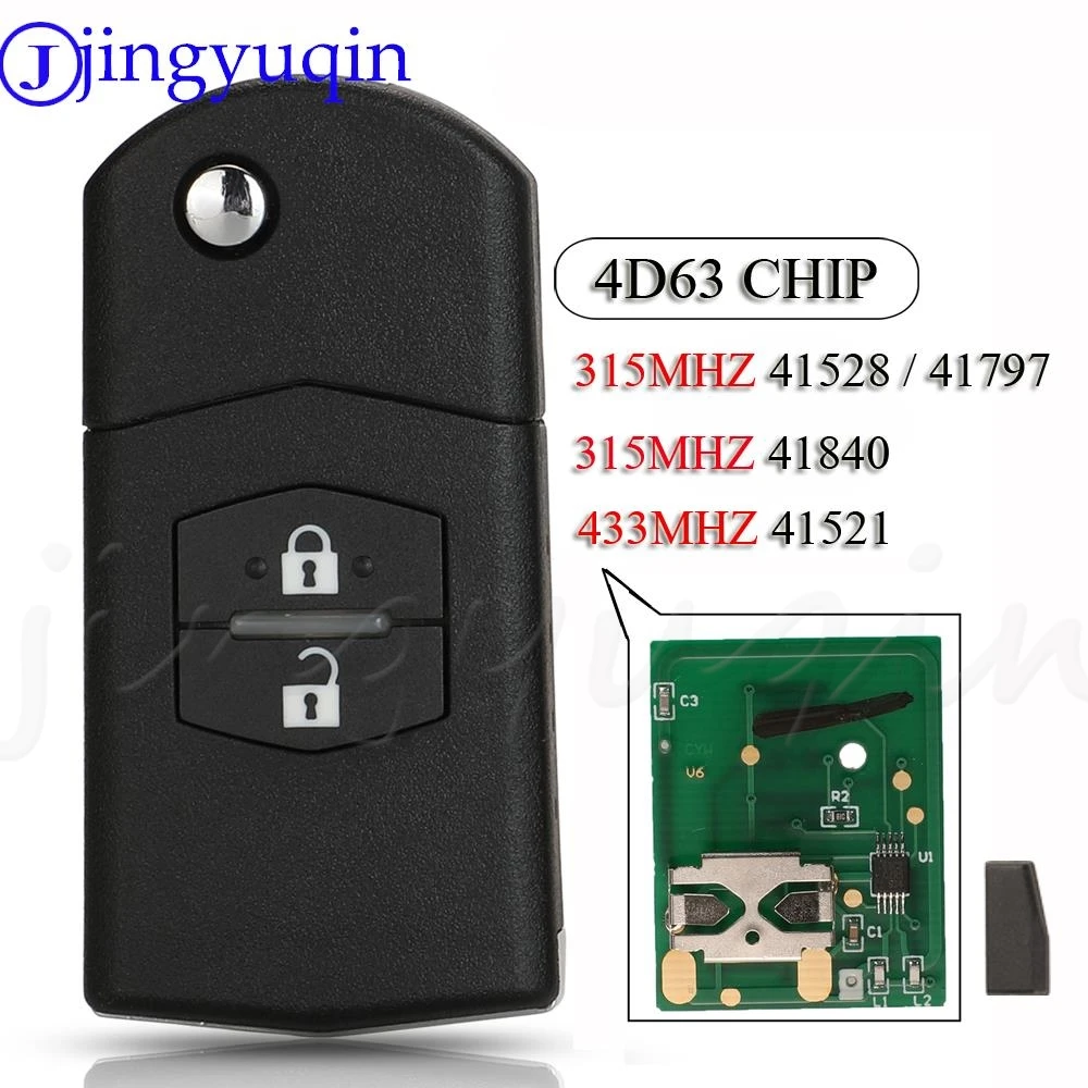 jingyuqin-2-Button-Remote-Fob-Flip-Car-Key-315Mhz-433Mhz-4D63-For-Mazda ...